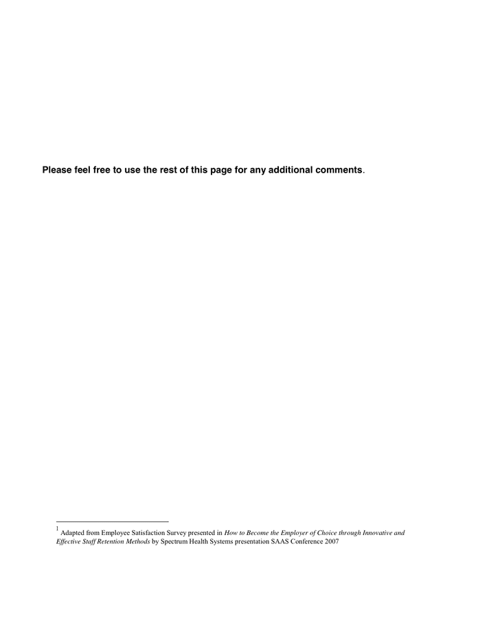 Employee Satisfaction Survey Sample in Word and Pdf formats - page 3 of 3