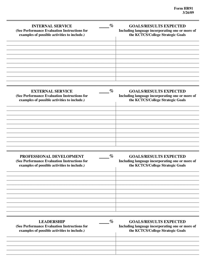 Performance Planning and Evaluation Form in Word and Pdf formats - page ...