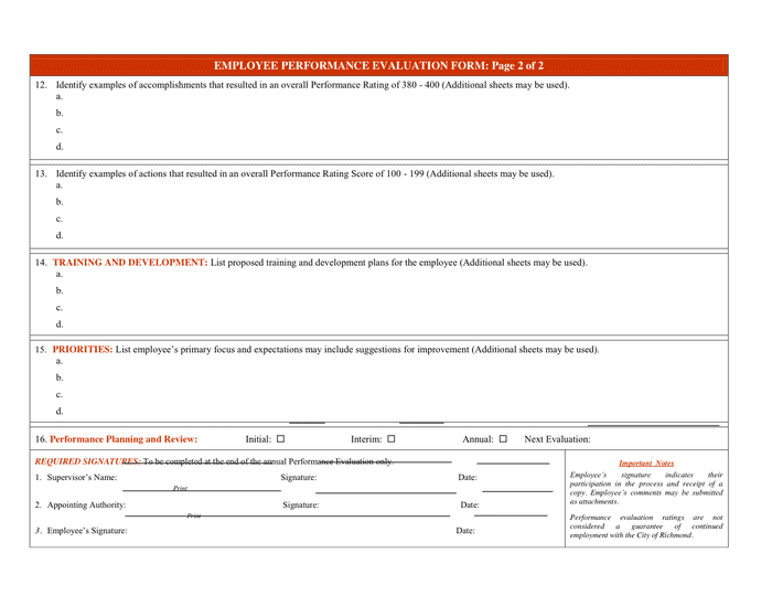 PERFORMANCE EVALUATION SYSTEM in Word and Pdf formats - page 2 of 3