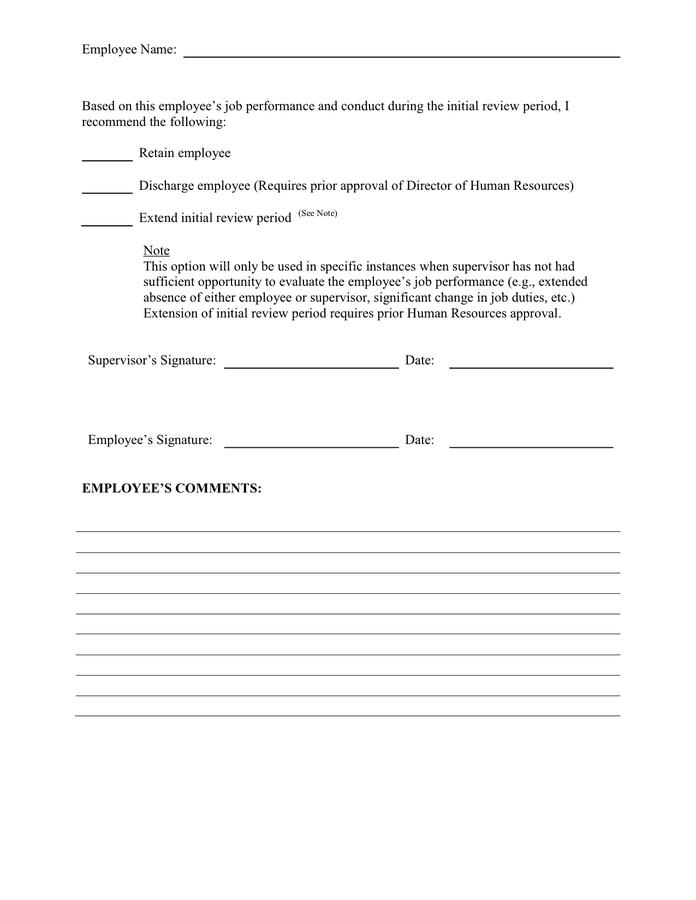 INITIAL REVIEW PERIOD PERFORMANCE EVALUATION in Word and Pdf formats ...