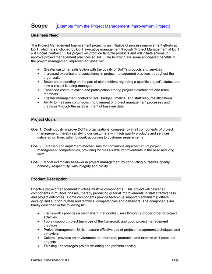 Project Management Framework in Word and Pdf formats