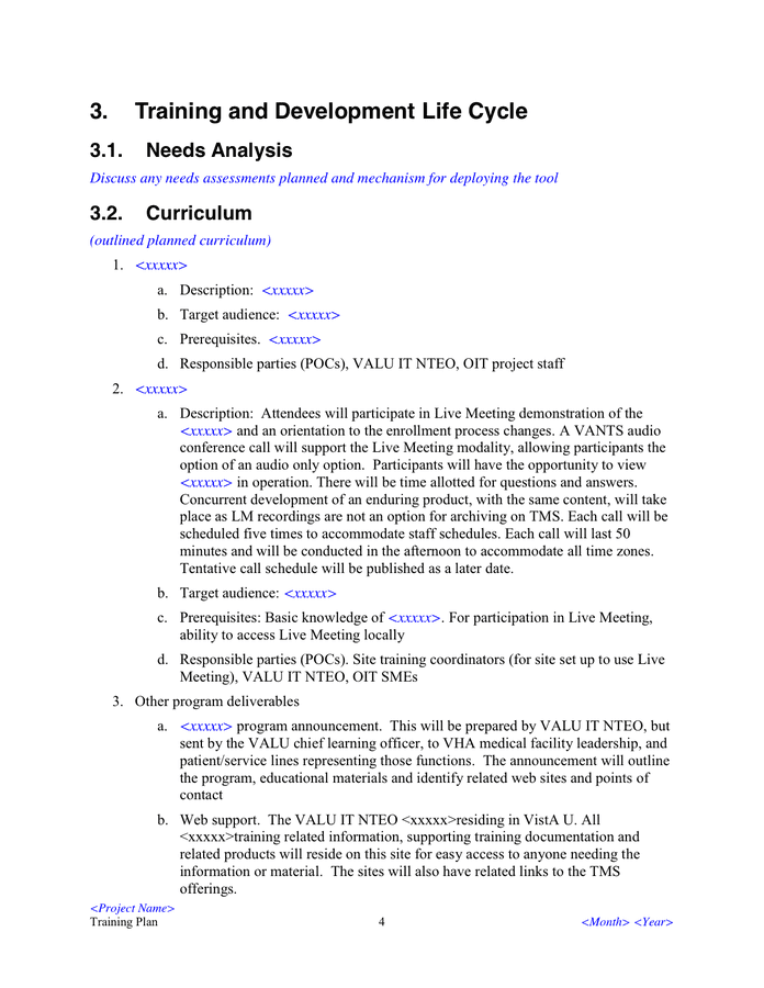 Training Plan Template in Word and Pdf formats - page 8 of 16