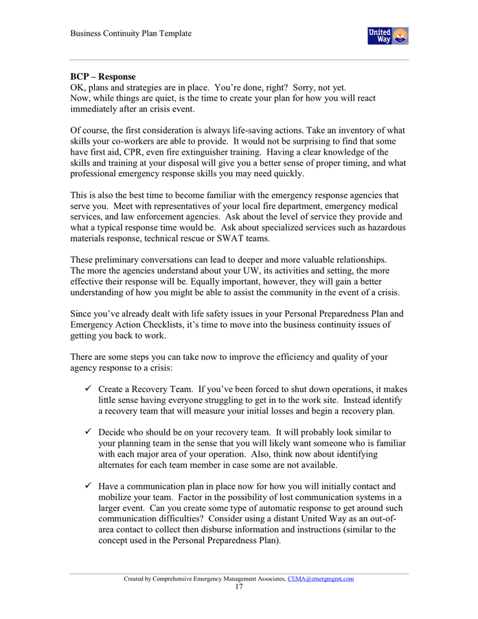 Business Continuity Plan Template in Word and Pdf formats - page 17 of 34