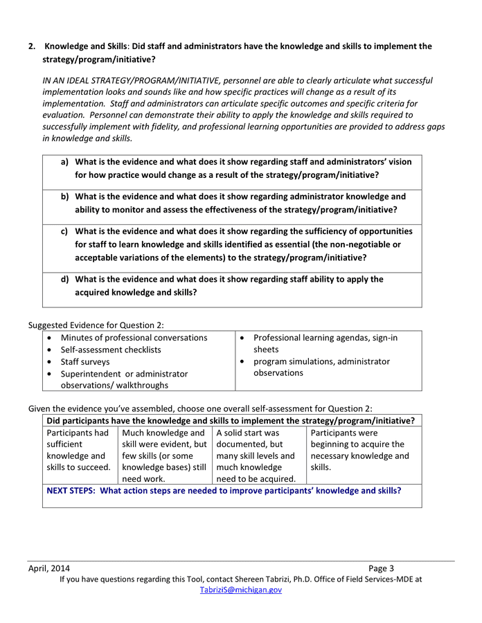 Draft Program Evaluation Tool in Word and Pdf formats - page 3 of 5