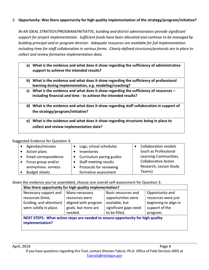 Draft Program Evaluation Tool in Word and Pdf formats - page 4 of 5