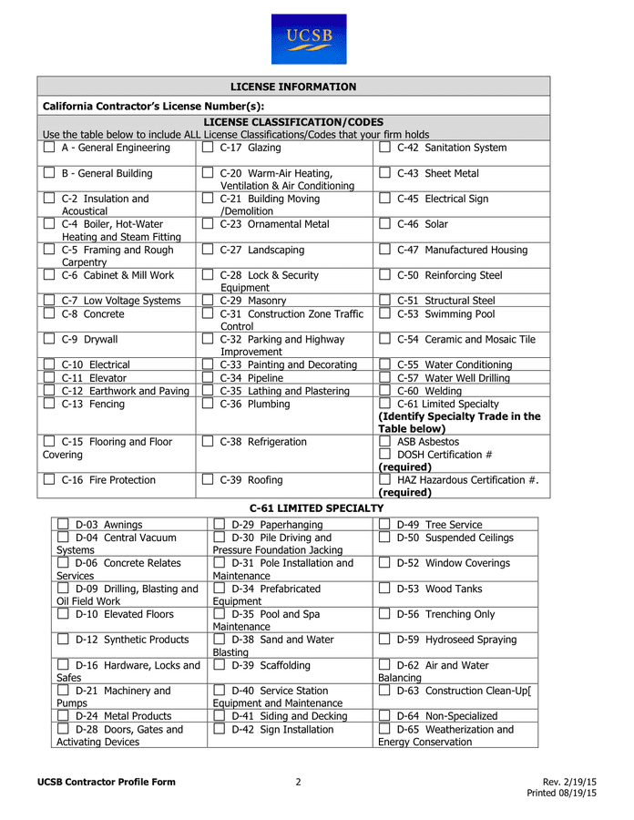 Consultant Profile Form in Word and Pdf formats - page 2 of 4
