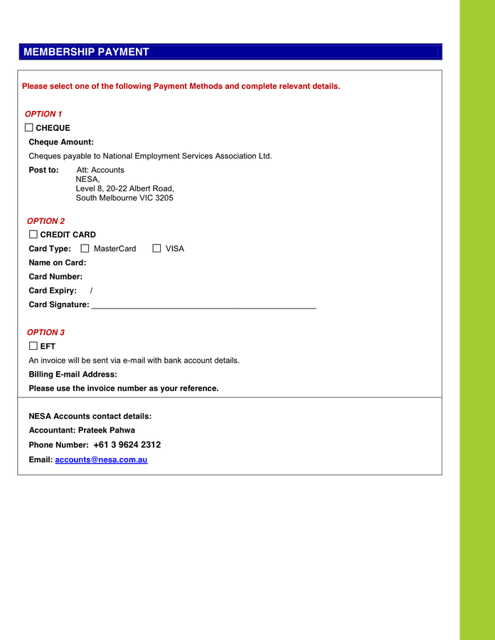 CORPORATE MEMBERSHIP APPLICATION in Word and Pdf formats - page 7 of 7