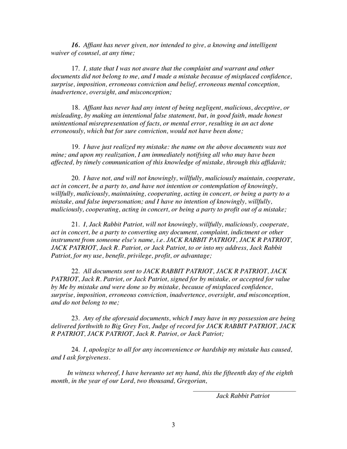 Affidavit Sample in Word and Pdf formats - page 3 of 4