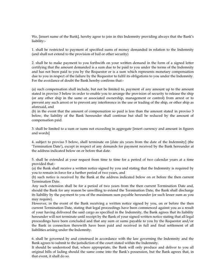 Forms of Indemnity in Word and Pdf formats - page 10 of 17