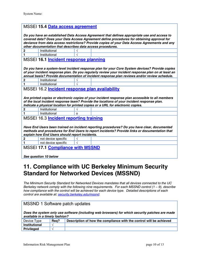 Information Risk Management Plan Template in Word and Pdf formats ...