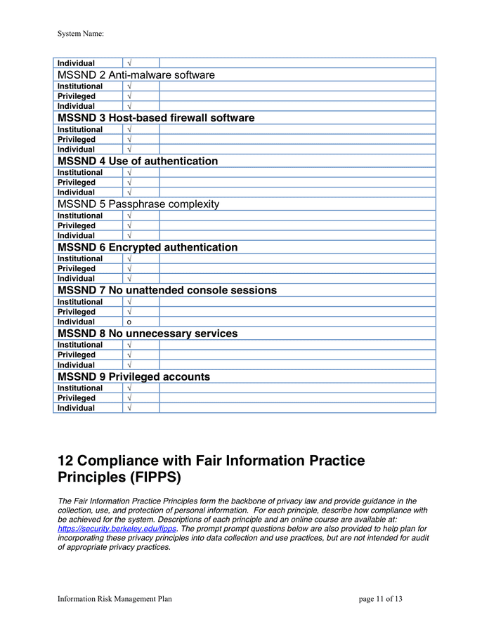 Information Risk Management Plan Template in Word and Pdf formats ...