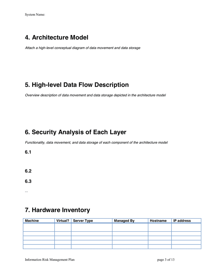 Information Risk Management Plan Template in Word and Pdf formats ...