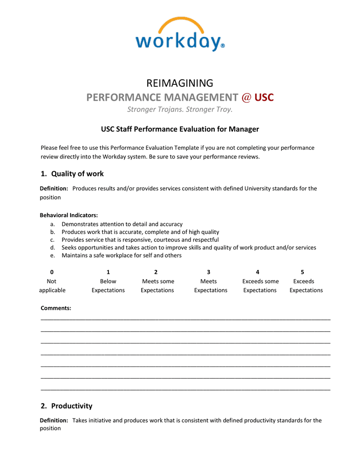 Performance Evaluation Template in Word and Pdf formats