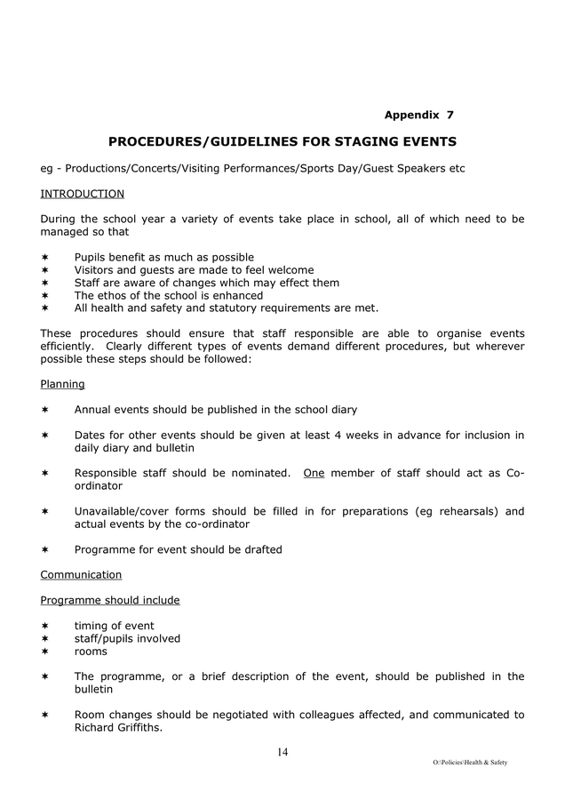 Health And Safety Policy In Word And Pdf Formats Page 14 Of 42