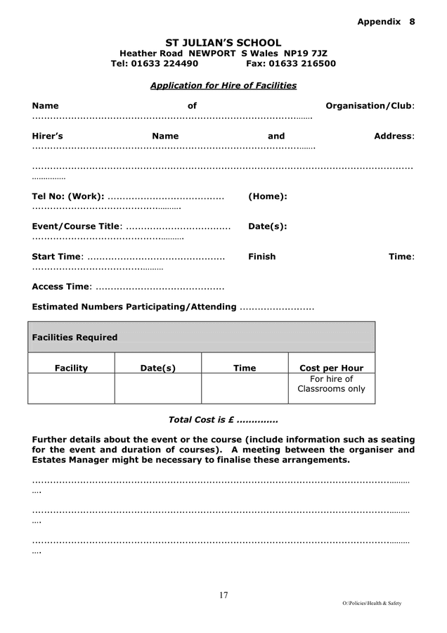Health And Safety Policy In Word And Pdf Formats Page 17 Of 42