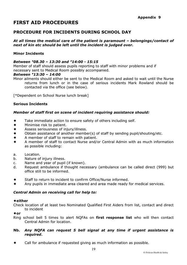 Health And Safety Policy In Word And Pdf Formats Page 19 Of 42