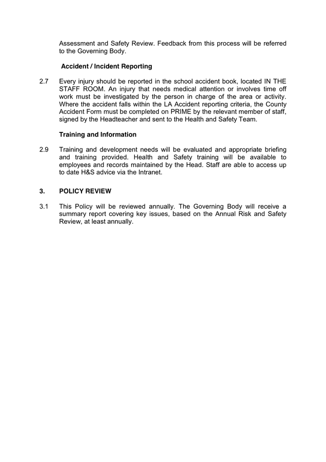 Health and Safety Policy Statement in Word and Pdf formats - page 4 of 4