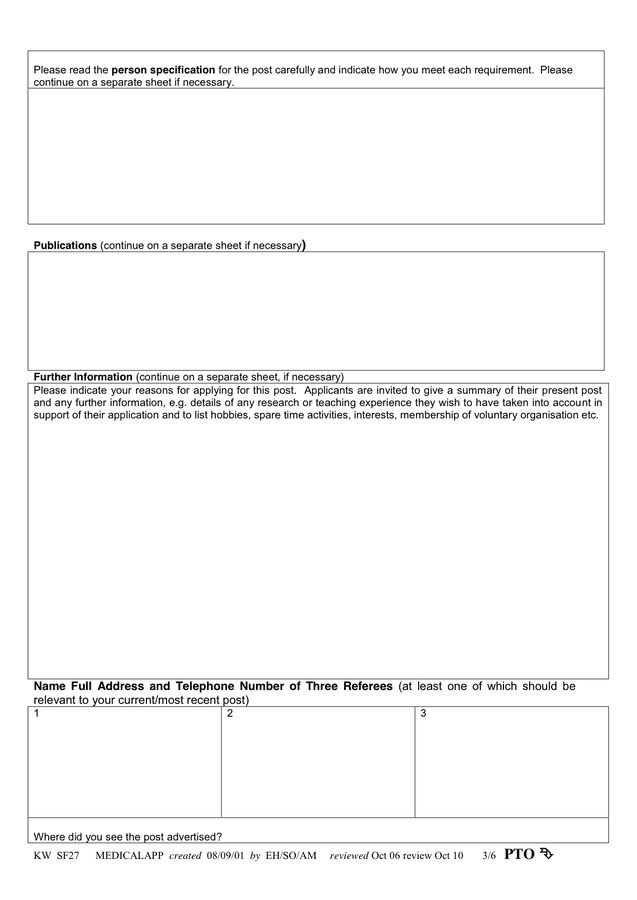 Medical Application Form in Word and Pdf formats - page 3 of 6