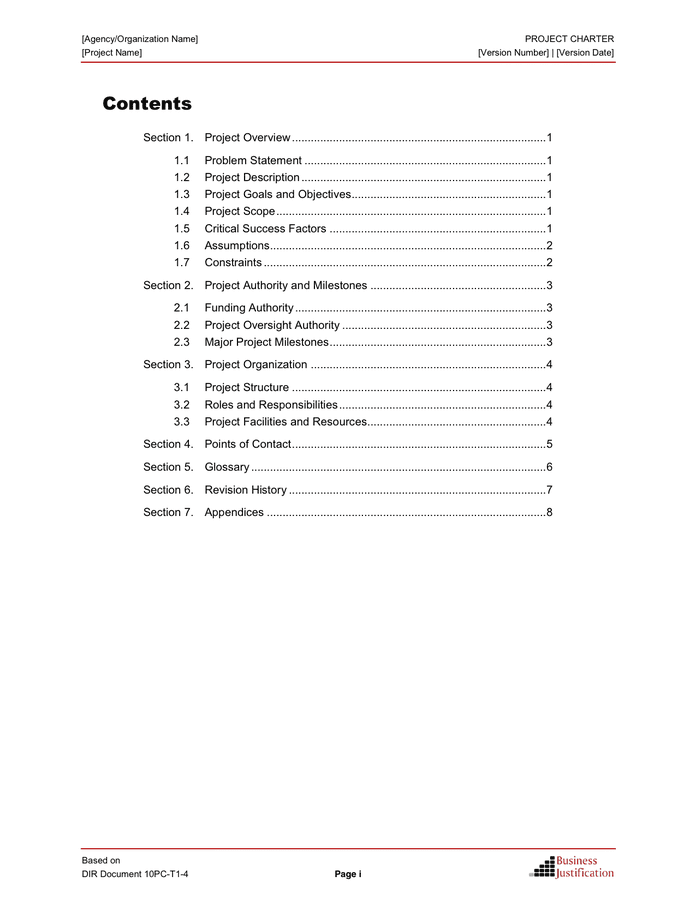 Project Charter Template in Word and Pdf formats - page 4 of 12
