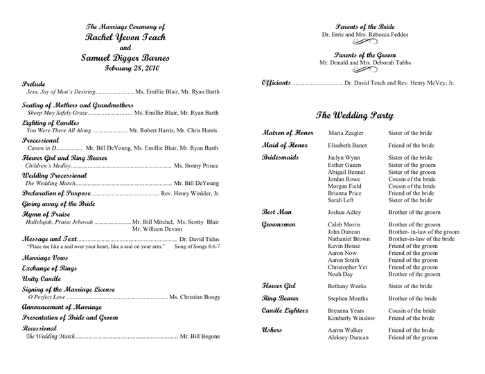 Wedding Program Template In Word And Pdf Formats
