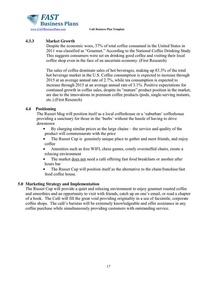Café Business Plan Template in Word and Pdf formats - page 17 of 31