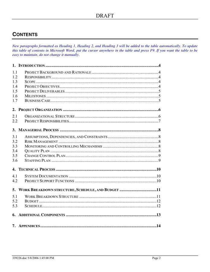 sample project charter in Word and Pdf formats - page 3 of 15