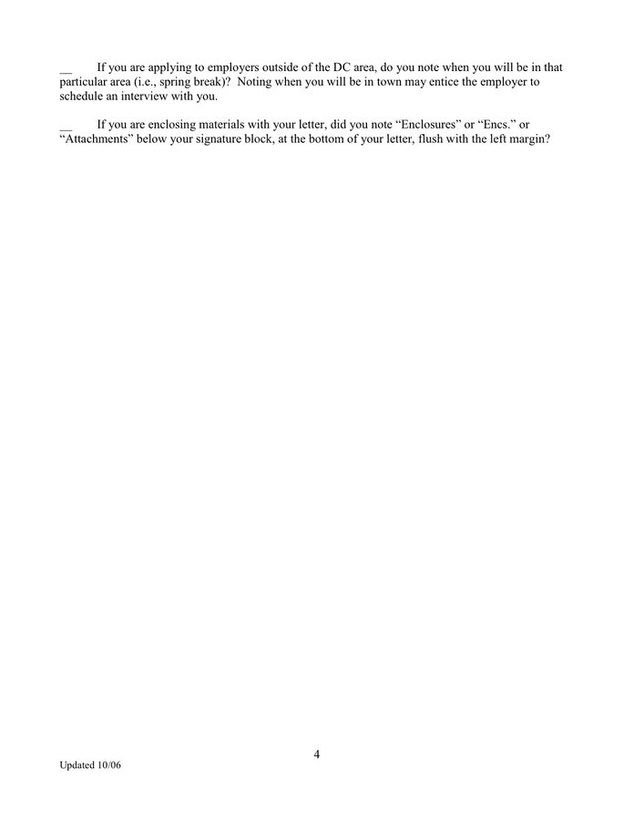 Cover Letter Checklist in Word and Pdf formats - page 4 of 7