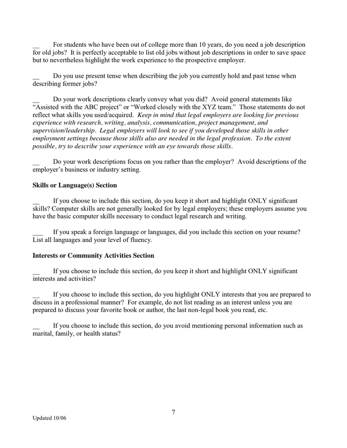 Cover Letter Checklist in Word and Pdf formats - page 7 of 7