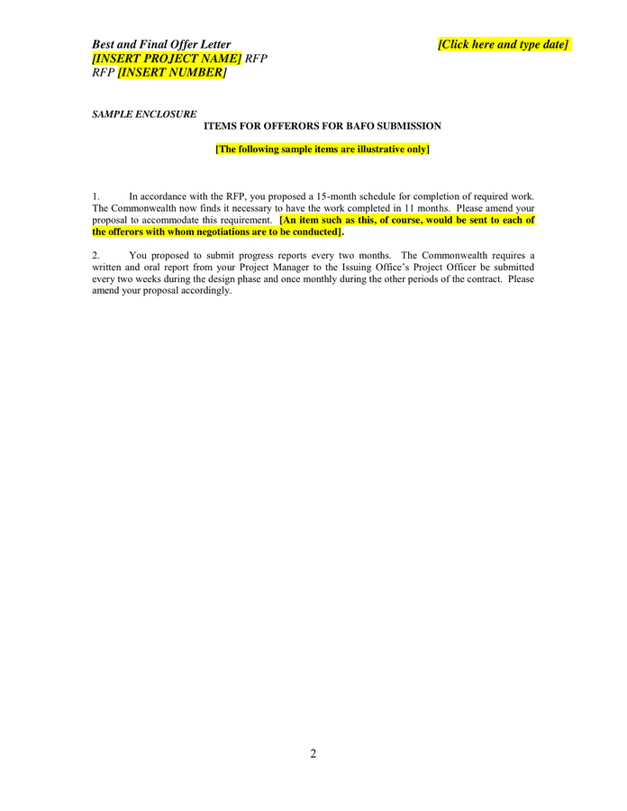 SAMPLE LETTER in Word and Pdf formats - page 2 of 2