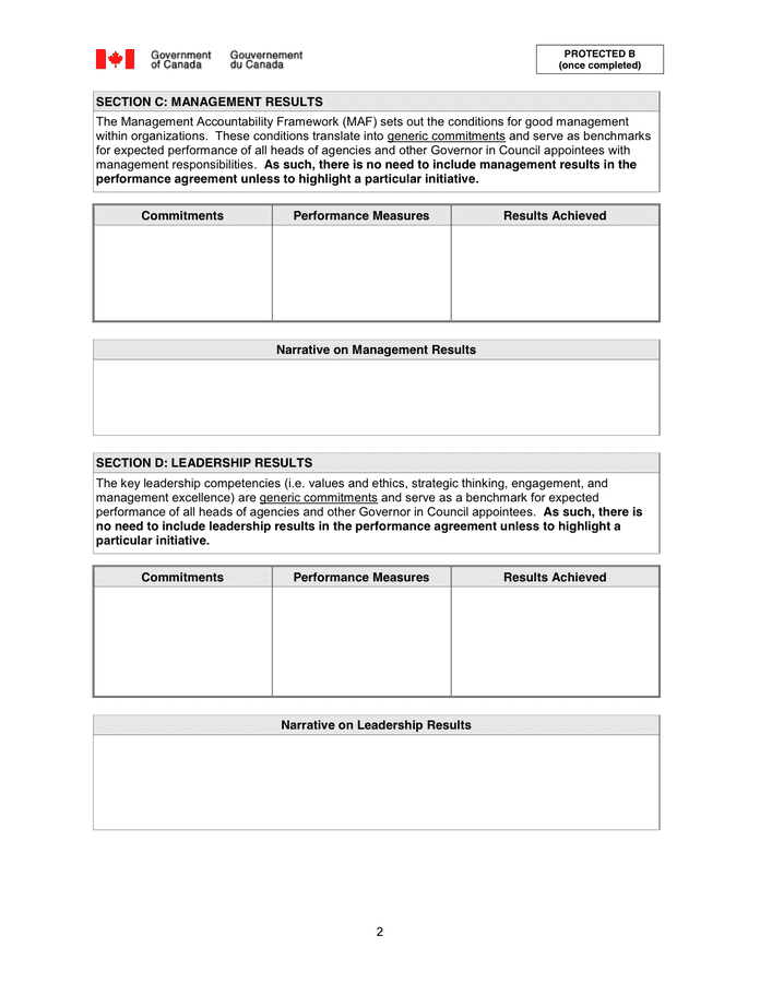 PERFORMANCE AGREEMENT AND EVALUATION FORM in Word and Pdf formats ...