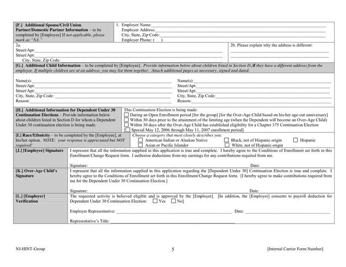Enrollment/change request in Word and Pdf formats - page 5 of 7