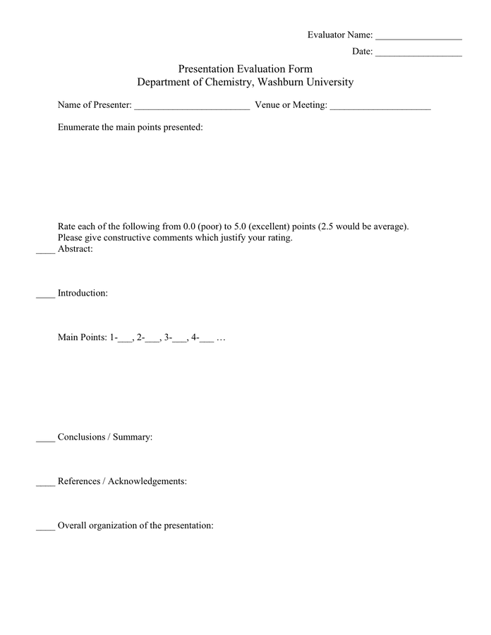 Presentation Evaluation Form - download free documents for PDF, Word ...