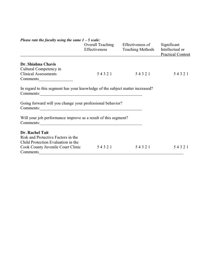 Course Evaluation Form in Word and Pdf formats - page 2 of 2