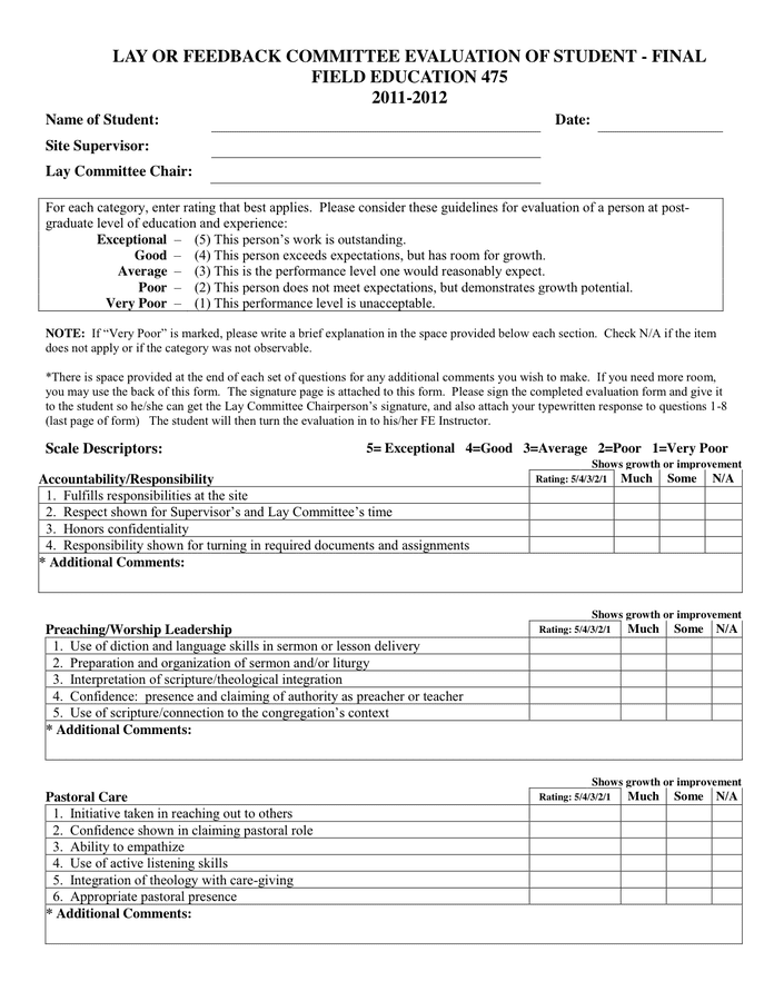 COURSE EVALUATION FORM In Word And Pdf Formats