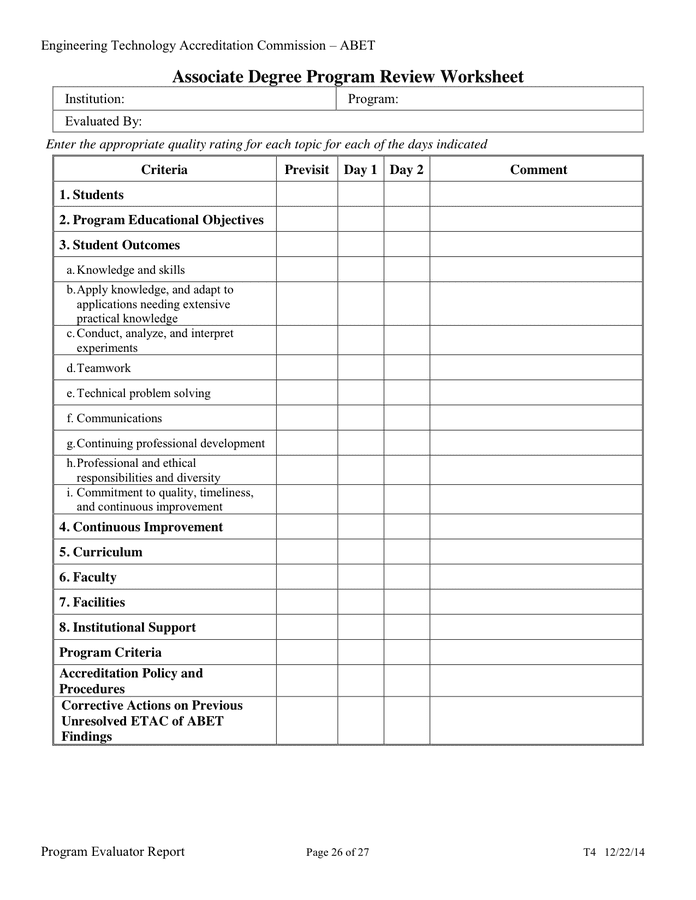 Program Evaluation Form in Word and Pdf formats - page 26 of 27