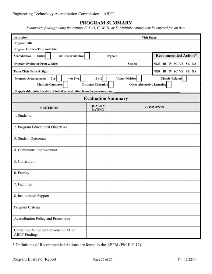 Program Evaluation Form in Word and Pdf formats - page 27 of 27