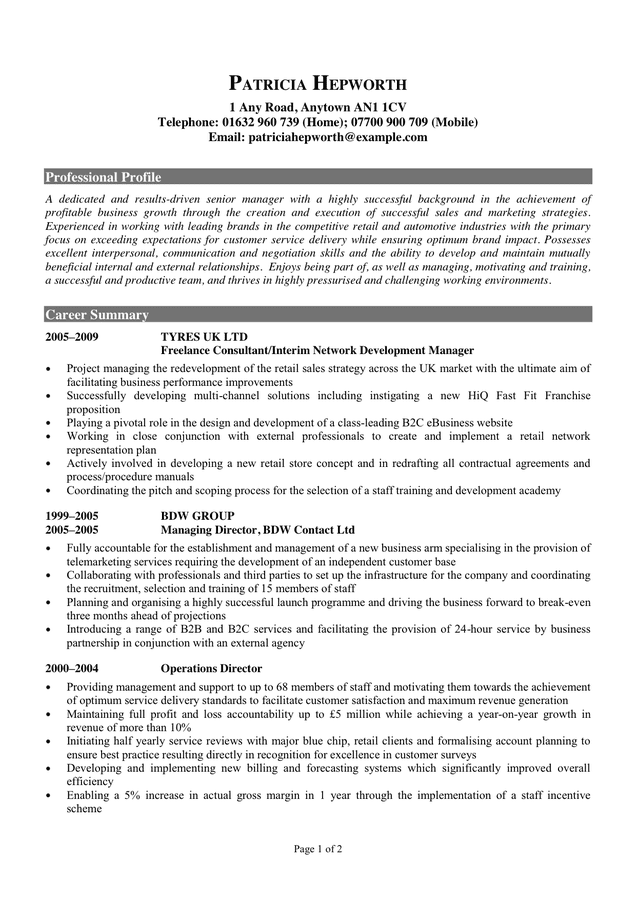 General CV Template - download free documents for PDF, Word and Excel
