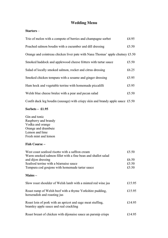 Wedding Menu Template - download free documents for PDF, Word and Excel