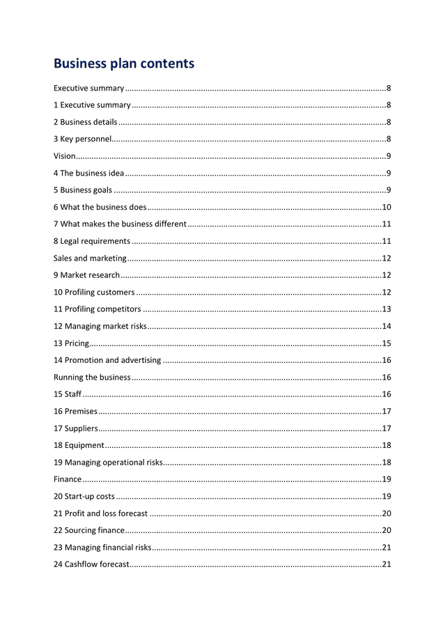 Business Plan Template in Word and Pdf formats - page 7 of 21