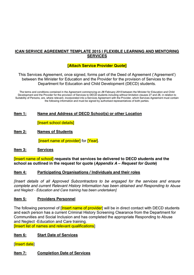 SERVICE AGREEMENT in Word and Pdf formats - page 4 of 6