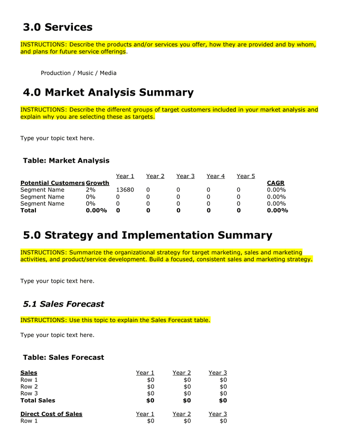 Business Plan Outline in Word and Pdf formats - page 8 of 11