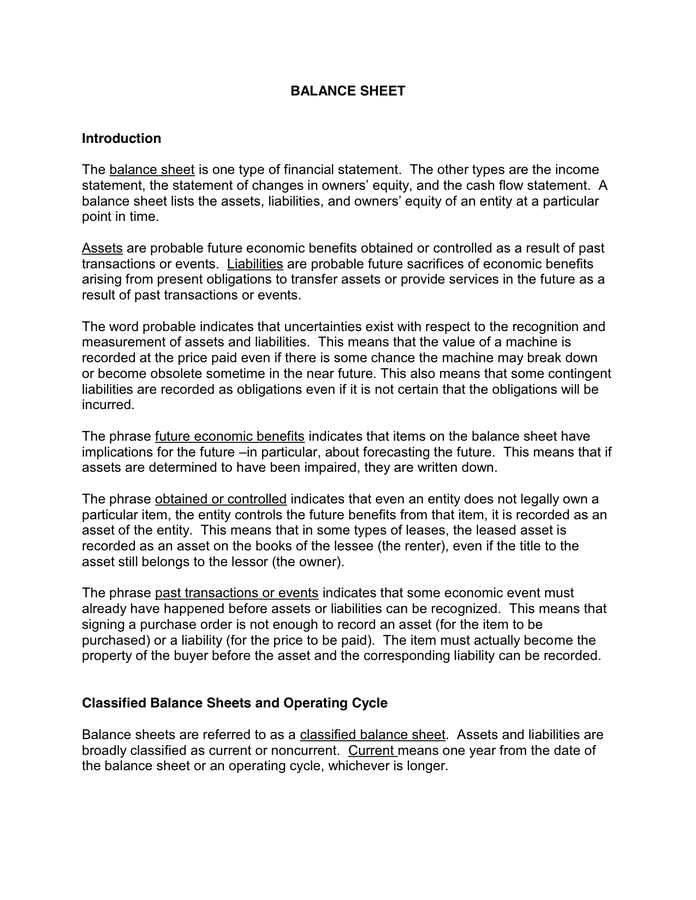 Balance Sheet Template - download free documents for PDF, Word and Excel