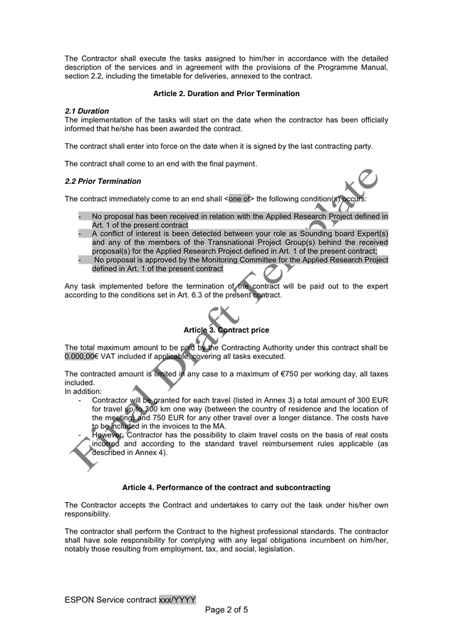Service Contract in Word and Pdf formats - page 2 of 5