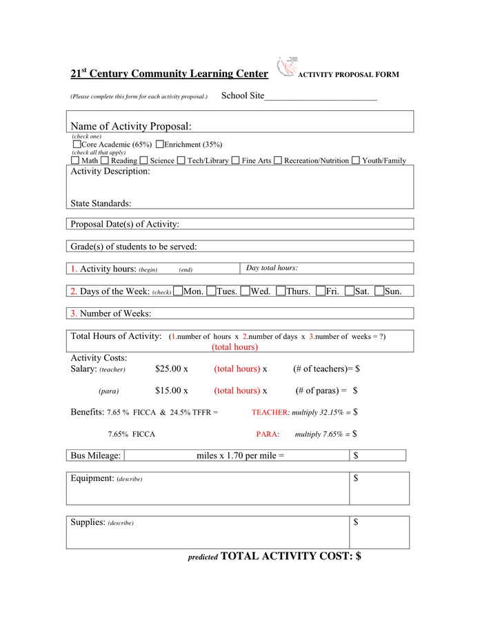 PROGRAM PROPOSAL in Word and Pdf formats