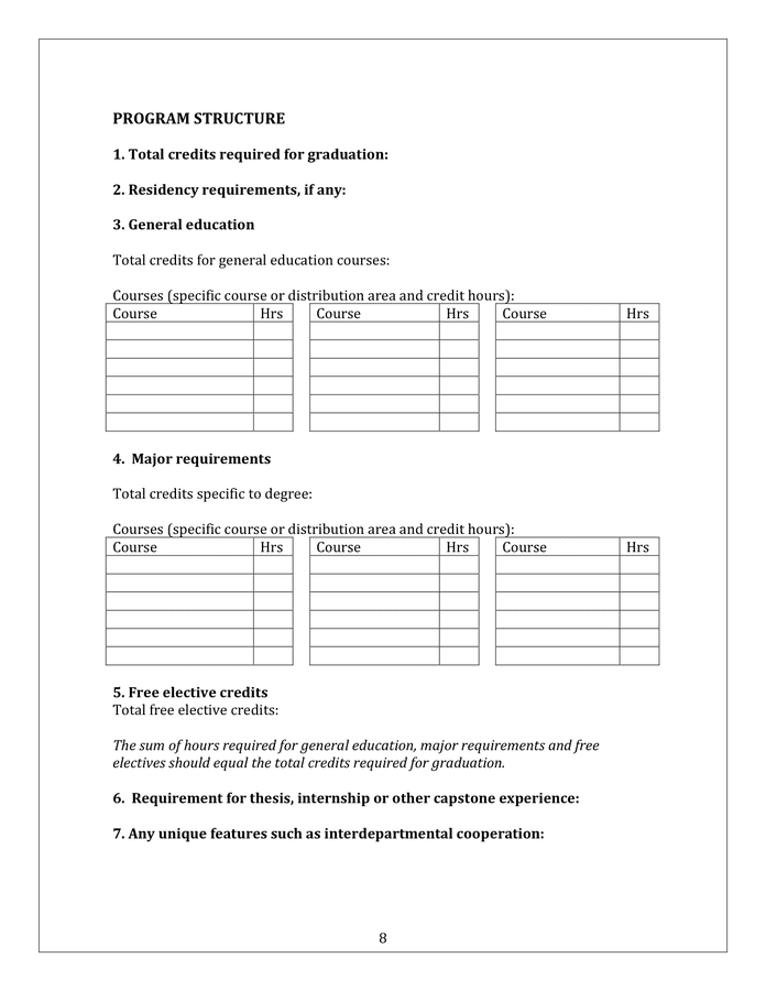 New Degree Program Proposal Template in Word and Pdf formats - page 11 ...