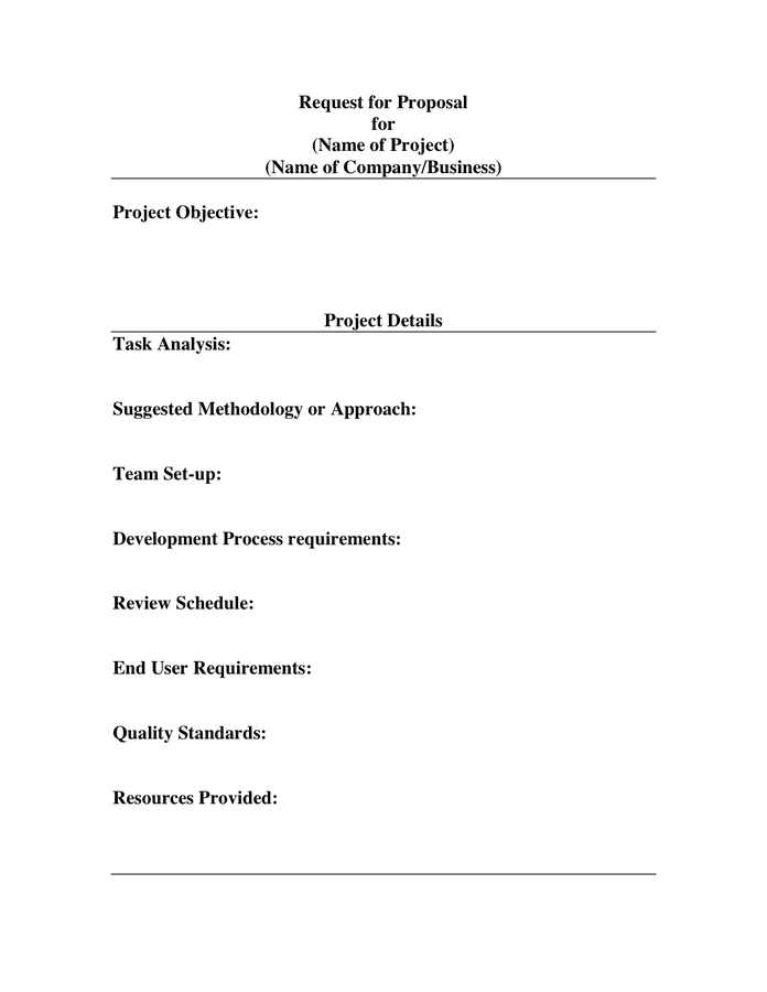 Request for Proposal in Word and Pdf formats