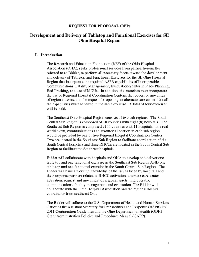 REQUEST FOR PROPOSAL in Word and Pdf formats