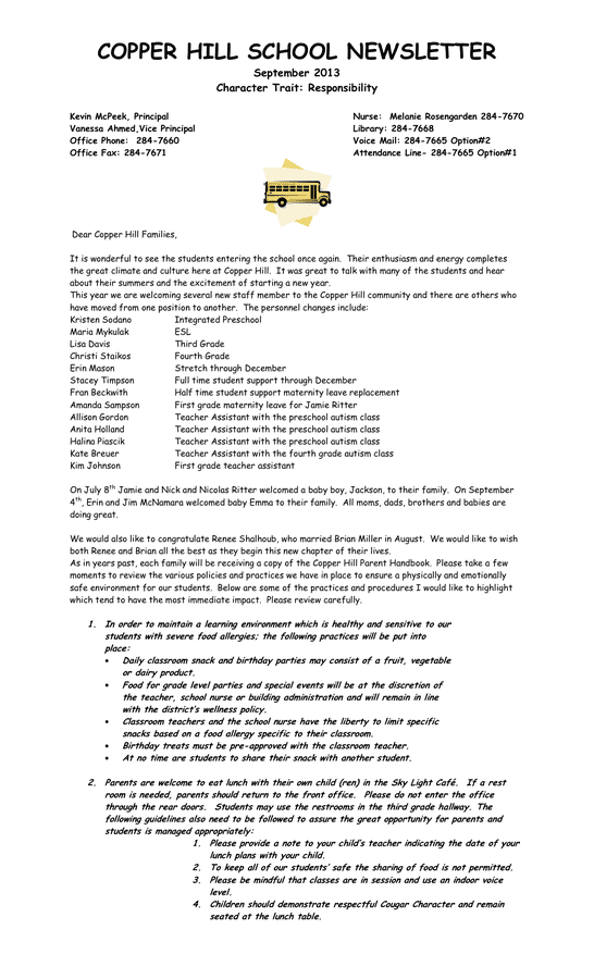 School Newsletter Template - download free documents for PDF, Word and ...