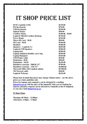 Price List - download free documents for PDF, Word and Excel