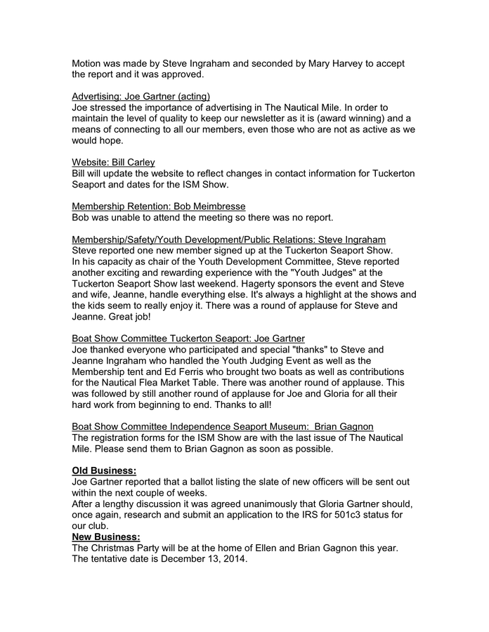 Meeting Minutes in Word and Pdf formats - page 2 of 3